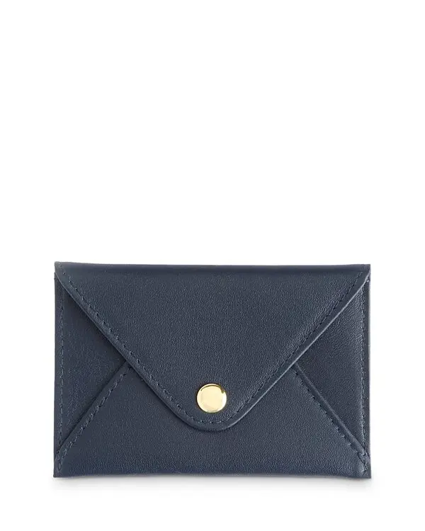 ROYCE NEW YORK Leather Envelope Card Case - Blue