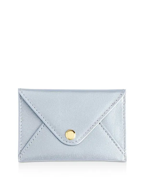 ROYCE NEW YORK Leather Envelope Card Case - Silver