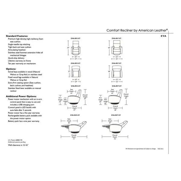 AMERICAN LEATHER Eva Comfort Recliner - Dolce Pewter