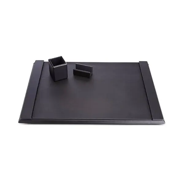 ROYCE NEW YORK 3 Pc. Suede Lined Executive Desk Accessory Set - Black