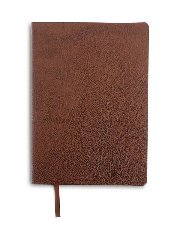 ROYCE NEW YORK Pebbled Leather Lined Journal - Tan