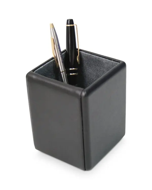 ROYCE NEW YORK Leather Pen & Pencil Holder - Black
