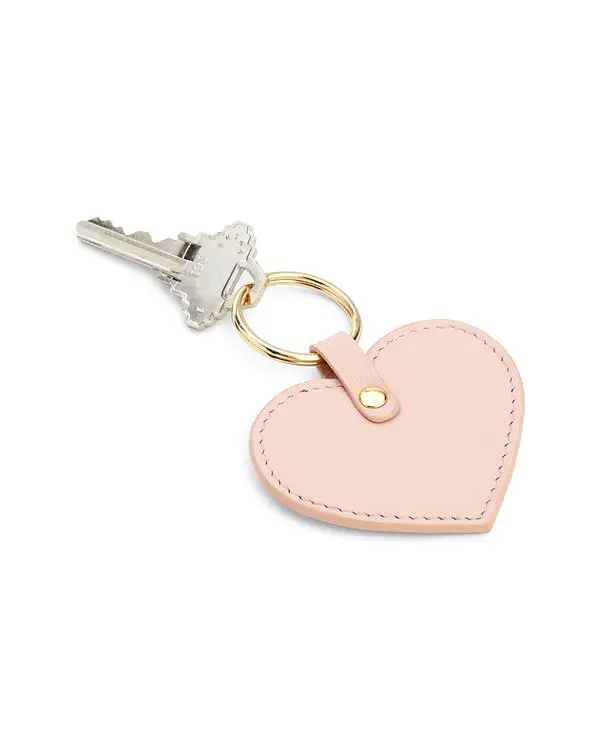 ROYCE NEW YORK Leather Heart Keychain Charm - Light Pink