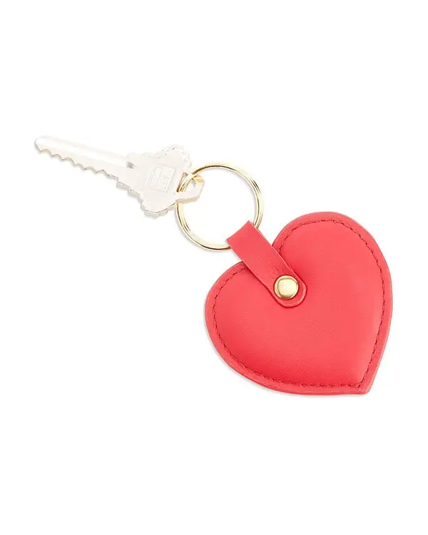 ROYCE NEW YORK Leather Heart Keychain Charm - Magenta