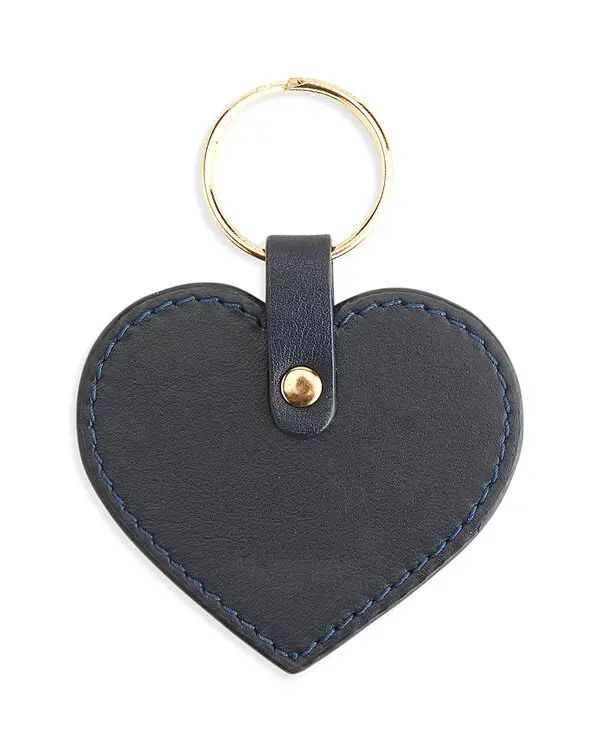 ROYCE NEW YORK Leather Heart Keychain Charm - Navy Blue