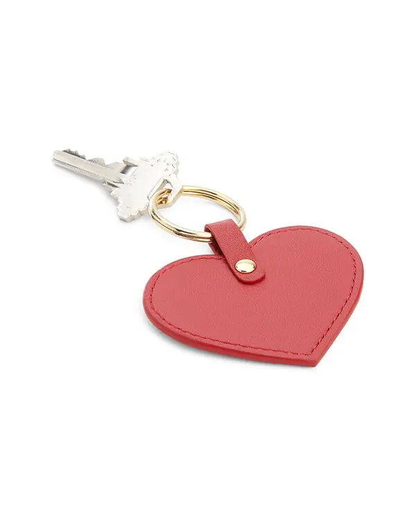 ROYCE NEW YORK Leather Heart Keychain Charm - Red
