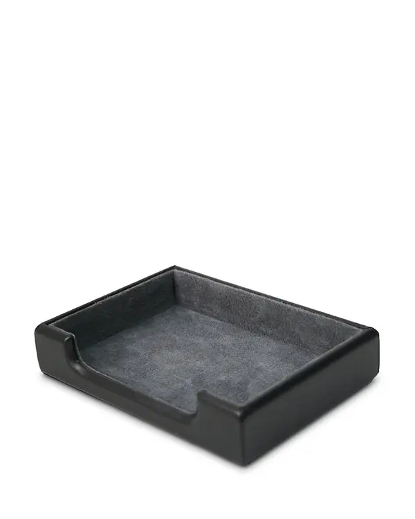ROYCE NEW YORK Leather Desktop Note Tray - Black