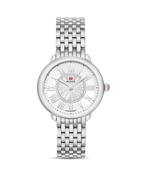 Michele Serein Mid Diamond Watch 37mm - White/silver