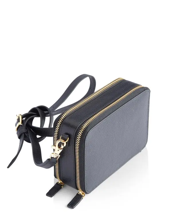 ROYCE NEW YORK Mini Leather Crossbody - Black