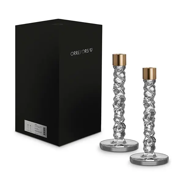 ORREFORS Carat Candlesticks, Set Of 2 - Brass