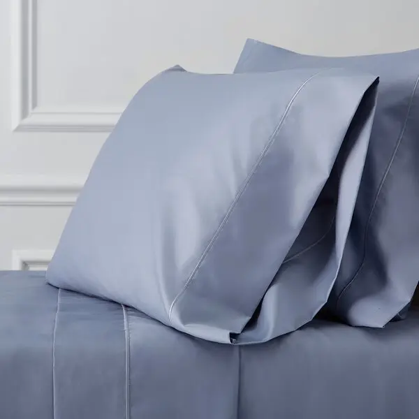 HUDSON PARK COLLECTION 500tc Sateen Wrinkle-resistant Full Flat Sheet Exclusive - Slate Blue