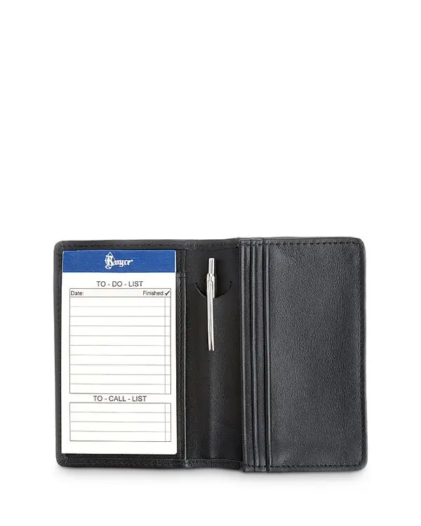 ROYCE NEW YORK Leather Notepad Organizer Wallet - Black