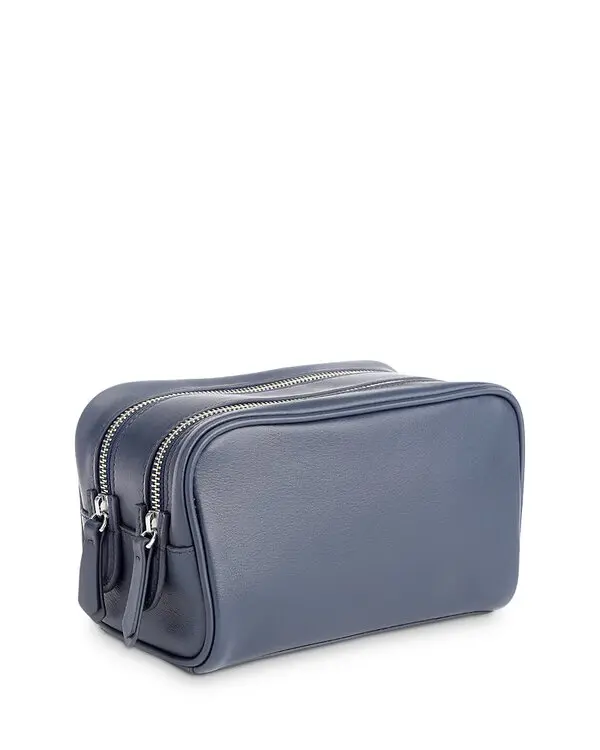 ROYCE NEW YORK Leather Toiletry Bag - Navy Blue