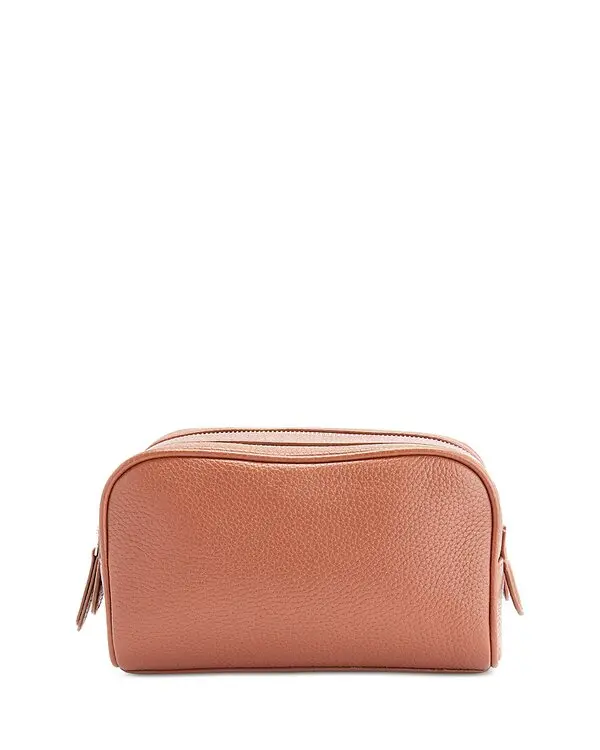 ROYCE NEW YORK Leather Toiletry Bag - Tan