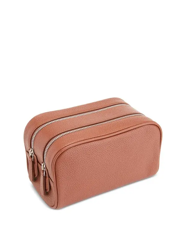 ROYCE NEW YORK Leather Toiletry Bag - Tan