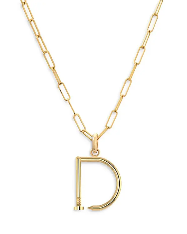 ZOE LEV 14k Yellow Gold Nail Initial Pendant Necklace - D/gold