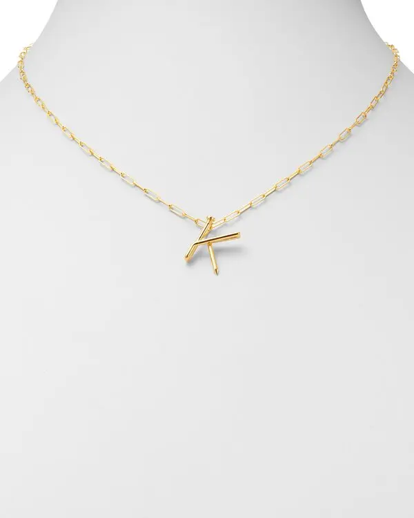 ZOE LEV 14k Yellow Gold Nail Initial Pendant Necklace - K/gold