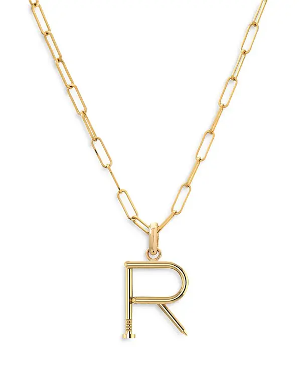 ZOE LEV 14k Yellow Gold Nail Initial Pendant Necklace - R/gold