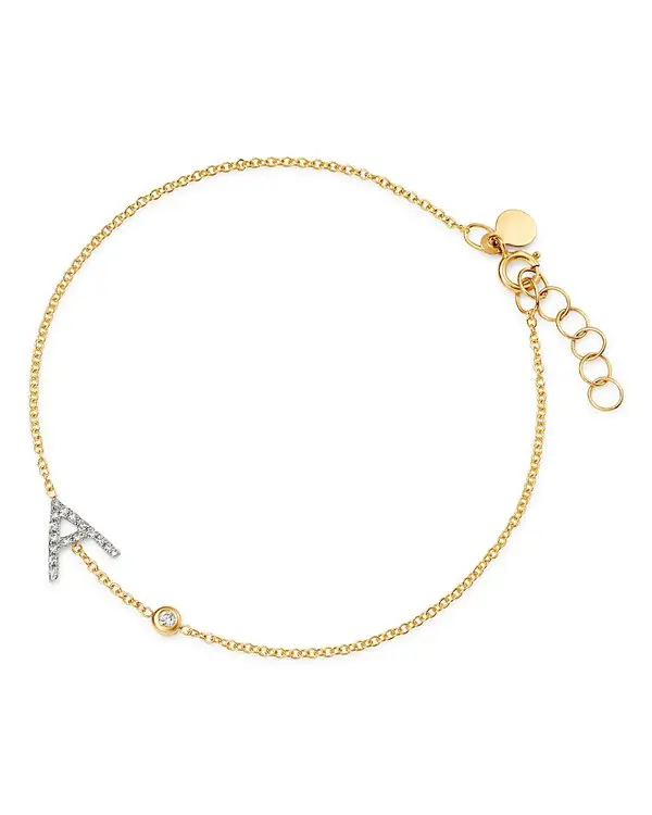 ZOE LEV 14k Yellow Gold Diamond Initial & Bezel Bracelet - A/gold
