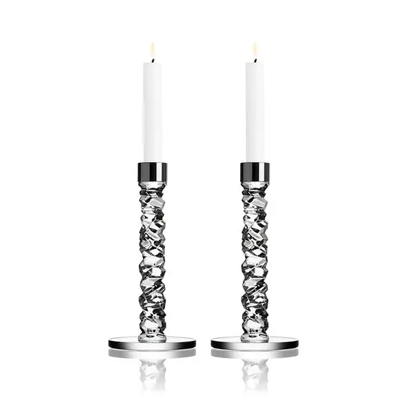 ORREFORS Carat Candleholder, Pair - Clear
