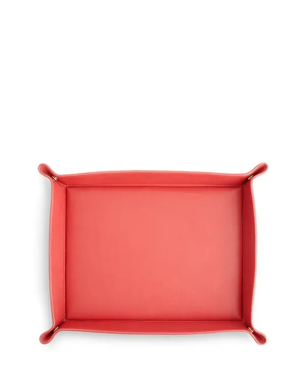 ROYCE NEW YORK Large Leather Catchall Valet Tray - Red