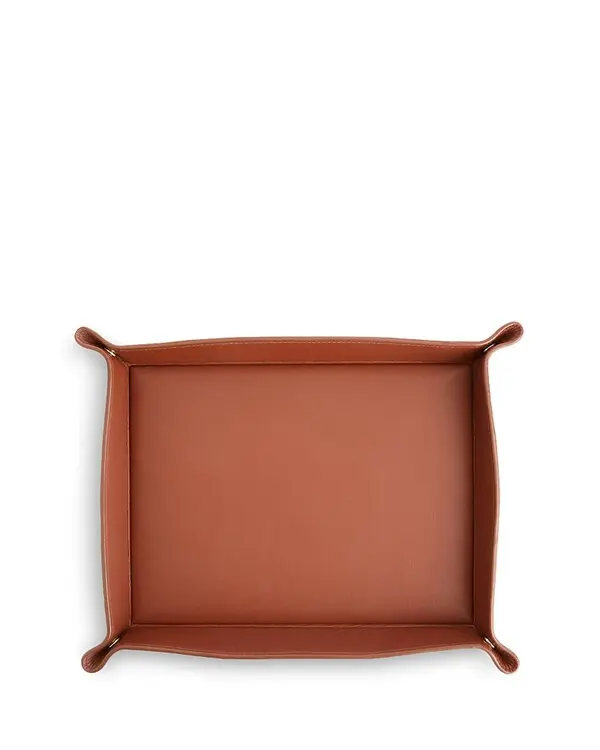 ROYCE NEW YORK Large Leather Catchall Tray - Tan