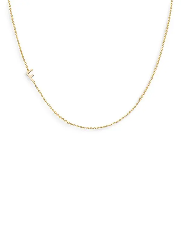 ZOE LEV 14k Yellow Gold Asymmetrical Initial Pendant Necklace - F/gold
