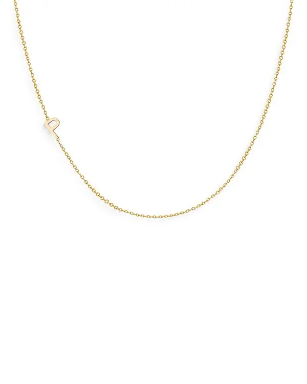 ZOE LEV 14k Yellow Gold Asymmetrical Initial Pendant Necklace - P/gold