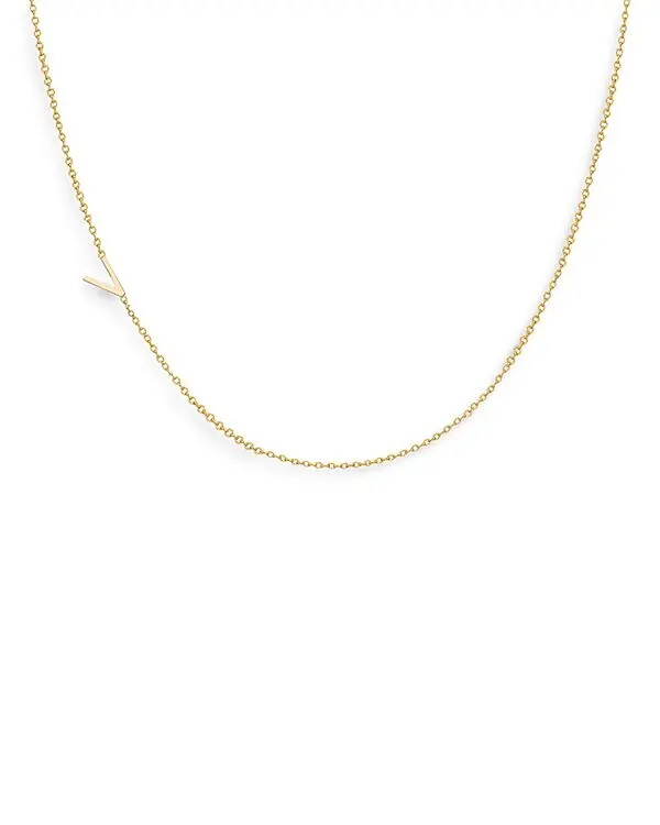 ZOE LEV 14k Yellow Gold Asymmetrical Initial Pendant Necklace - V/gold