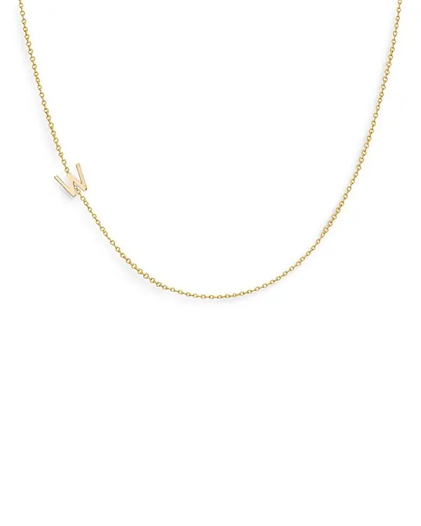 ZOE LEV 14k Yellow Gold Asymmetrical Initial Pendant Necklace - W/gold