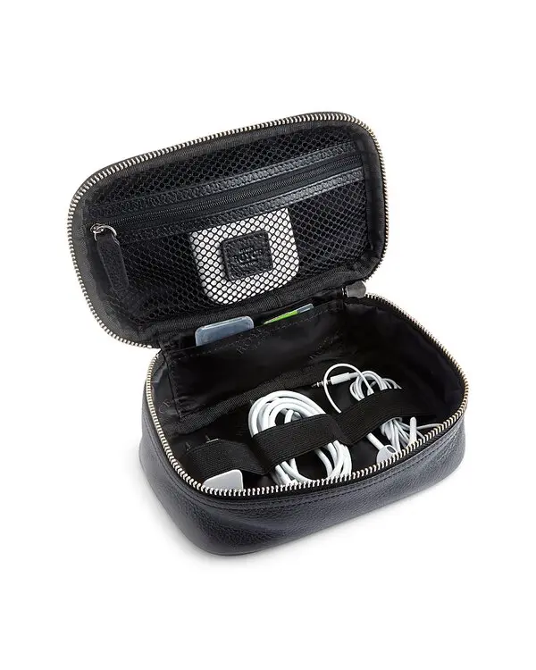 ROYCE NEW YORK Leather Tech Accessory Travel Storage Case - Black