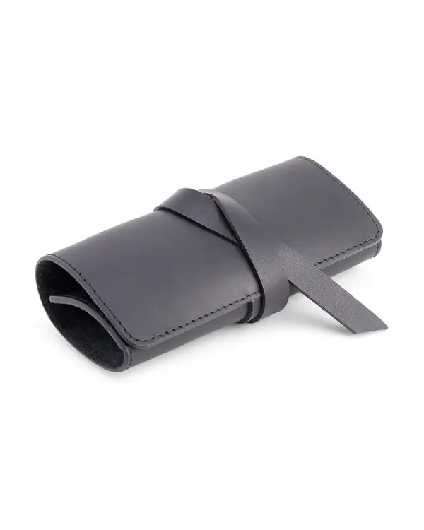ROYCE NEW YORK Leather Cord Organizer Roll - Black