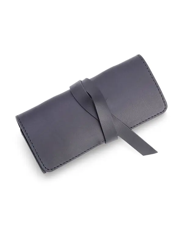 ROYCE NEW YORK Leather Cord Organizer Roll - Black
