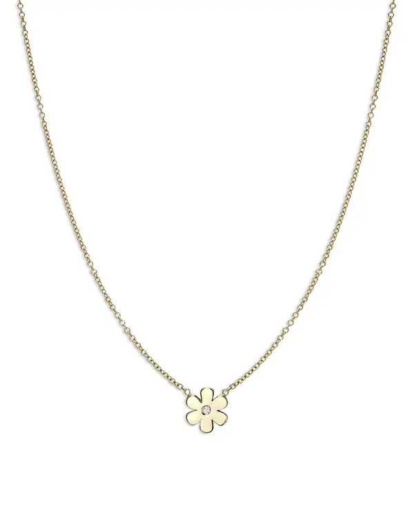 ZOE LEV 14k Yellow Diamond Flower Pendant Necklace - Gold