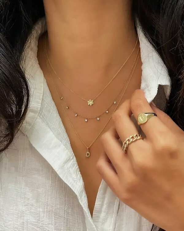 ZOE LEV 14k Yellow Diamond Flower Pendant Necklace