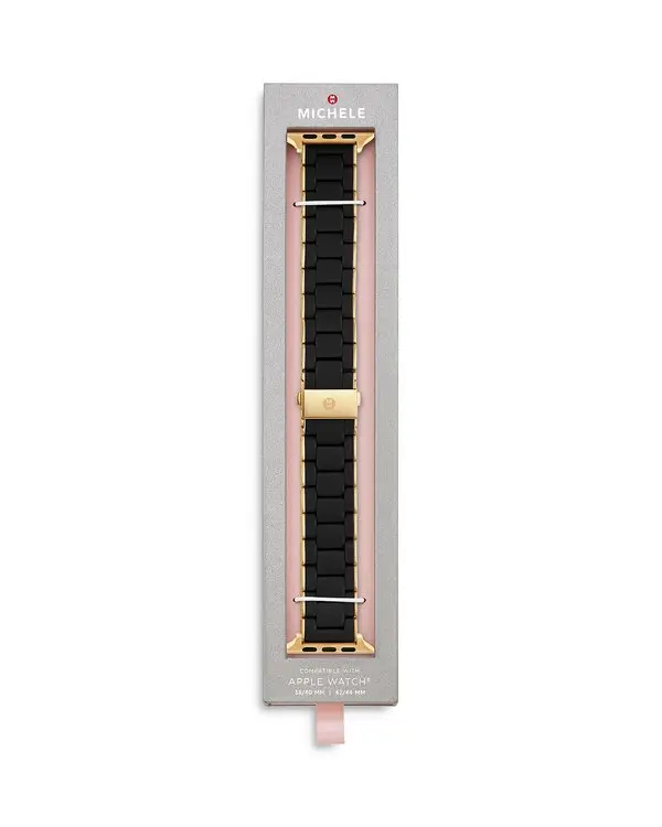 Michele Apple Watch Silicone Wrapped Interchangeable Bracelet - Black/gold