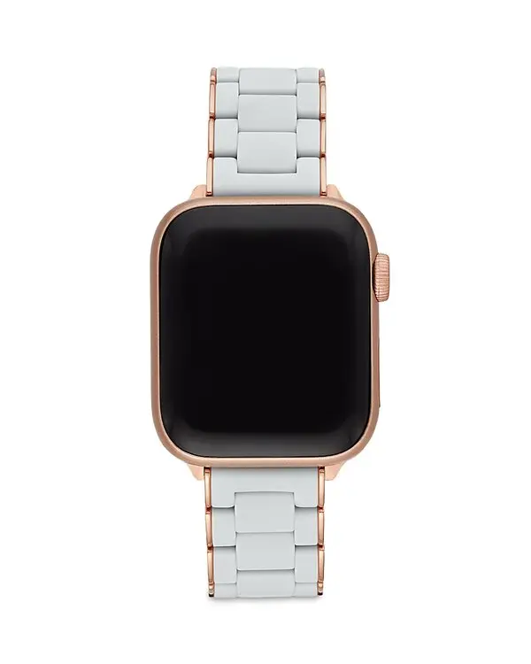 Michele Apple Watch Silicone Wrapped Interchangeable Bracelet - Light Gray/rose Gold