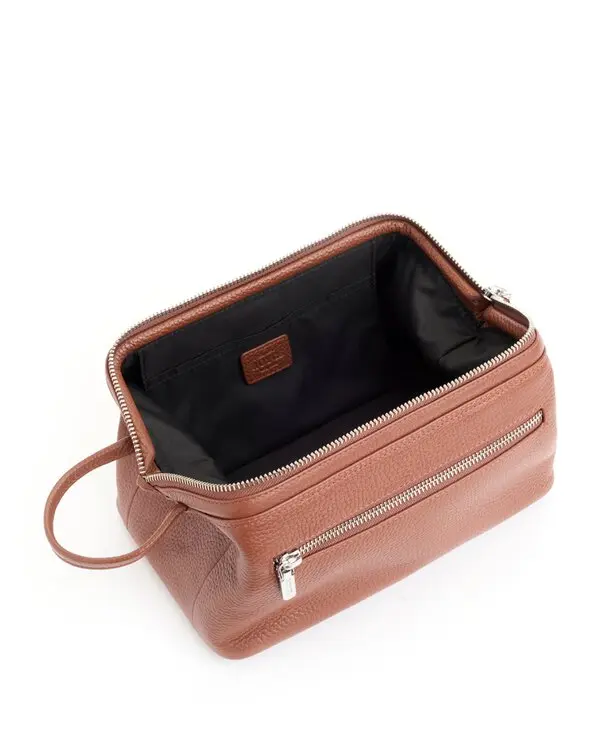ROYCE NEW YORK Classic Leather Toiletry Bag - Tan
