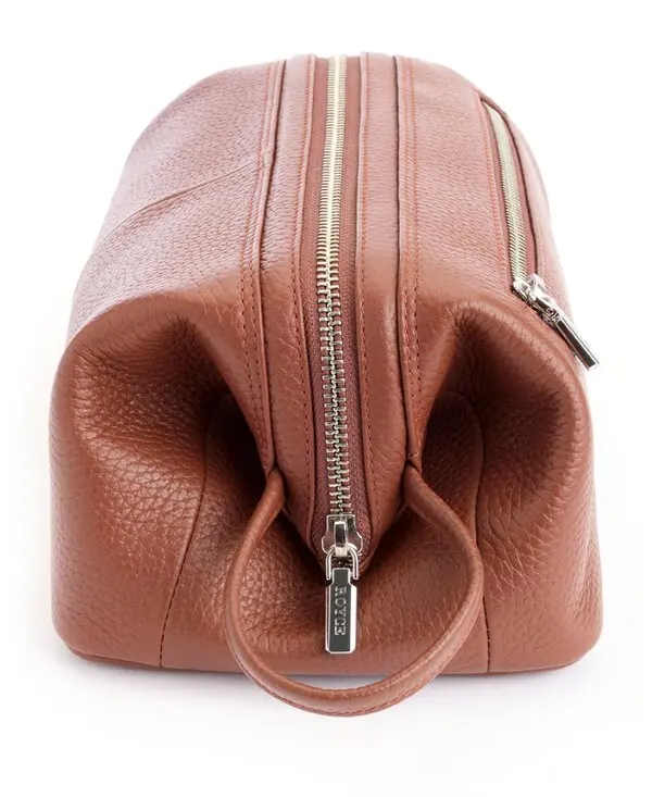 ROYCE NEW YORK Classic Leather Toiletry Bag - Tan