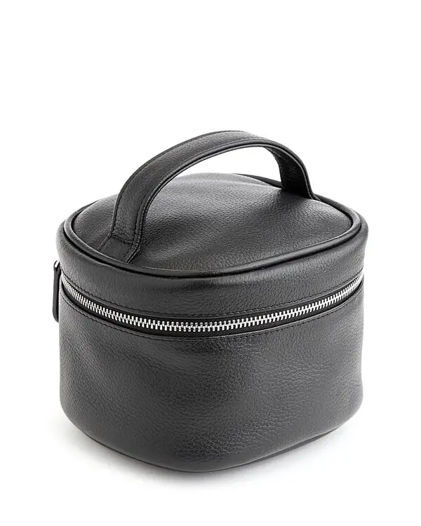 ROYCE NEW YORK Compact Leather Cosmetic Bag - Black