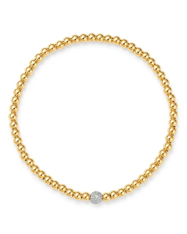 ZOE LEV 14k Yellow Gold Diamond Accent Bead Bracelet - White/gold