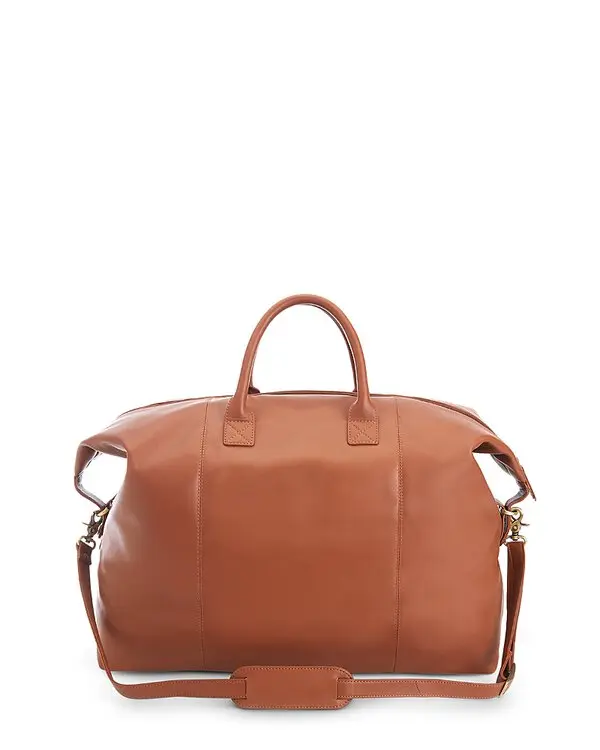 ROYCE NEW YORK Leather Weekender Duffel Bag - Tan