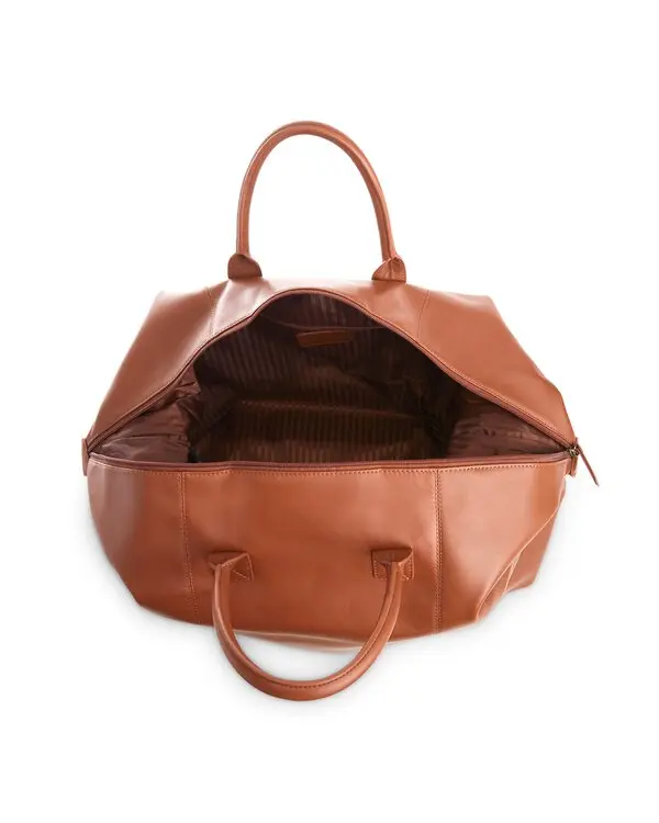 ROYCE NEW YORK Leather Weekender Duffel Bag - Tan