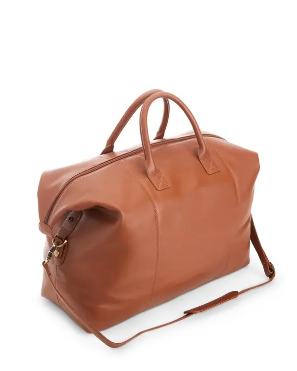 ROYCE NEW YORK Leather Weekender Duffel Bag - Tan