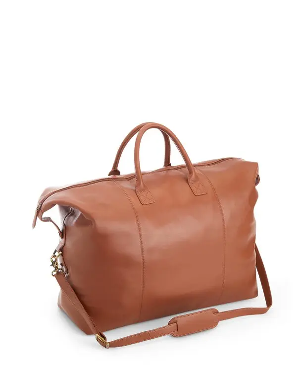 ROYCE NEW YORK Leather Weekender Duffel Bag - Tan