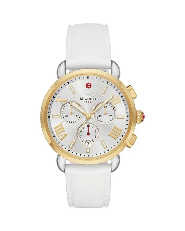 Michele Sport Sail Chronograph, 38mm - Gold/white