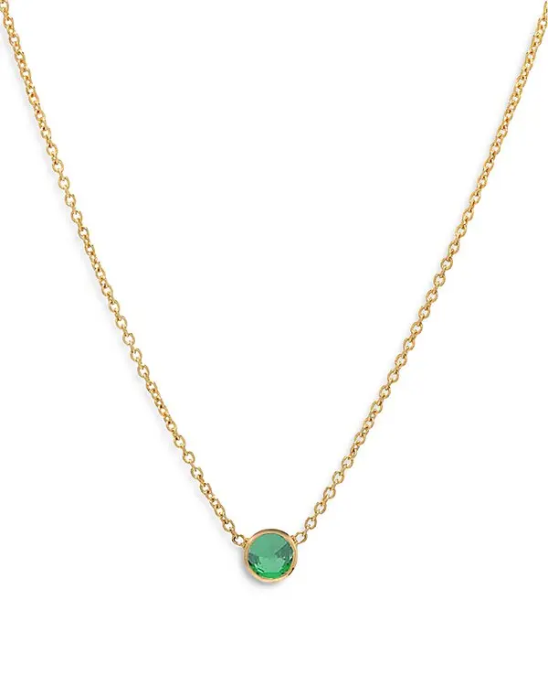 ZOE LEV 14k Yellow Gold Solitaire Pendant Necklace - Emerald