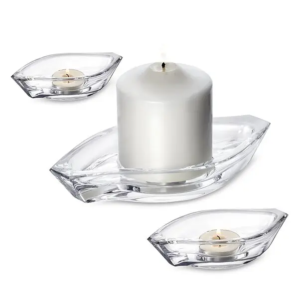 ORREFORS Wave 3 Piece Votive Set - Clear