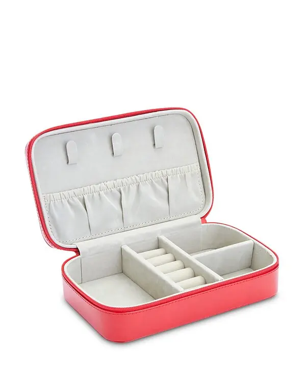 ROYCE NEW YORK Zippered Travel Jewelry Case - Red