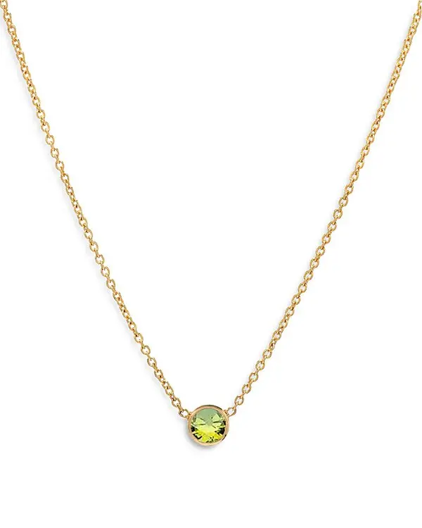 ZOE LEV 14k Yellow Gold Solitaire Pendant Necklace - Peridot